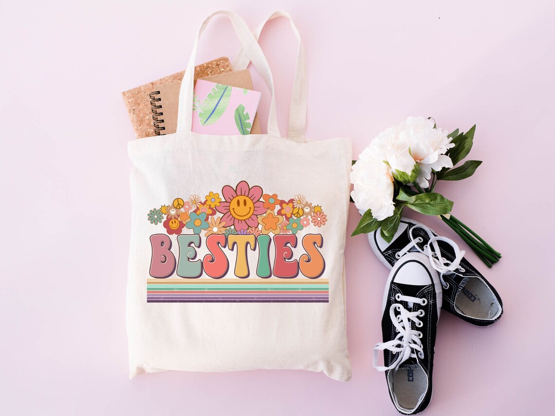Besties Tote Bags, Best Friends Bags, Friends Matching Bags, Flower ...