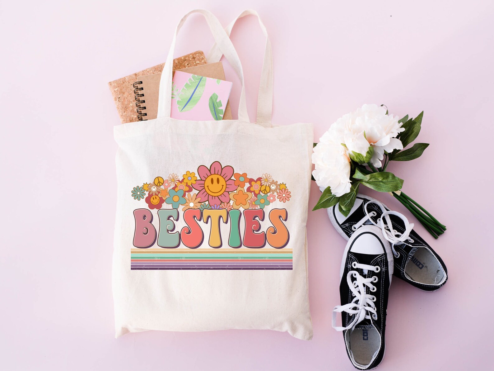 Besties Tote Bags, Best Friends Bags, Friends Matching Bags, Flower ...