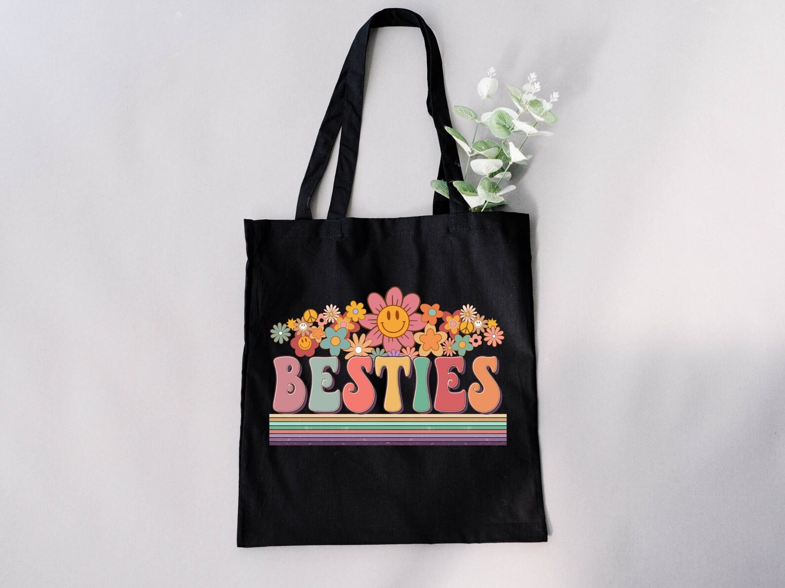 Besties Tote Bags, Best Friends Bags, Friends Matching Bags, Flower ...