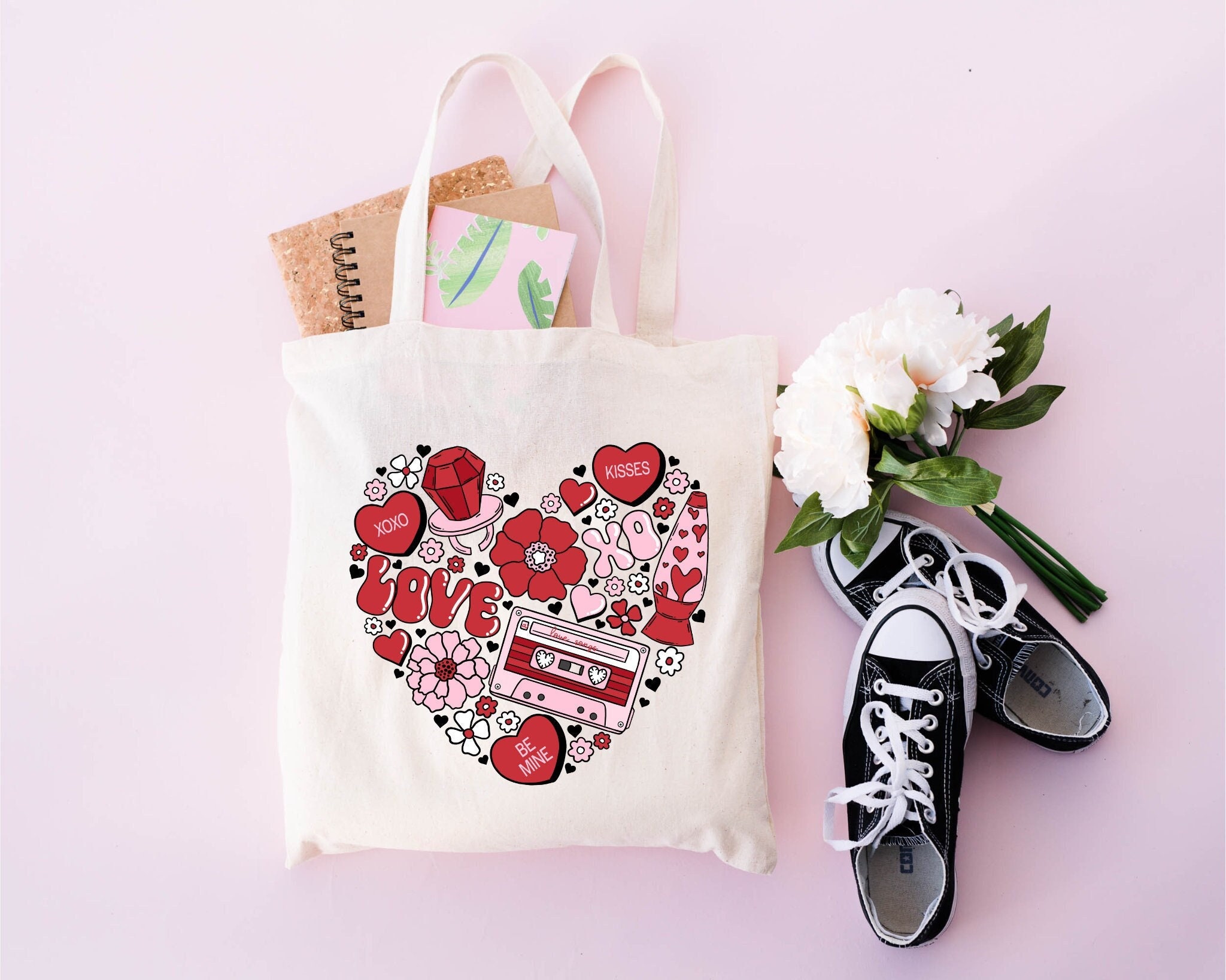 Valentine Heart Tote Bag, Valentines XOXO Bag, Cute Valentine Love Gift ...