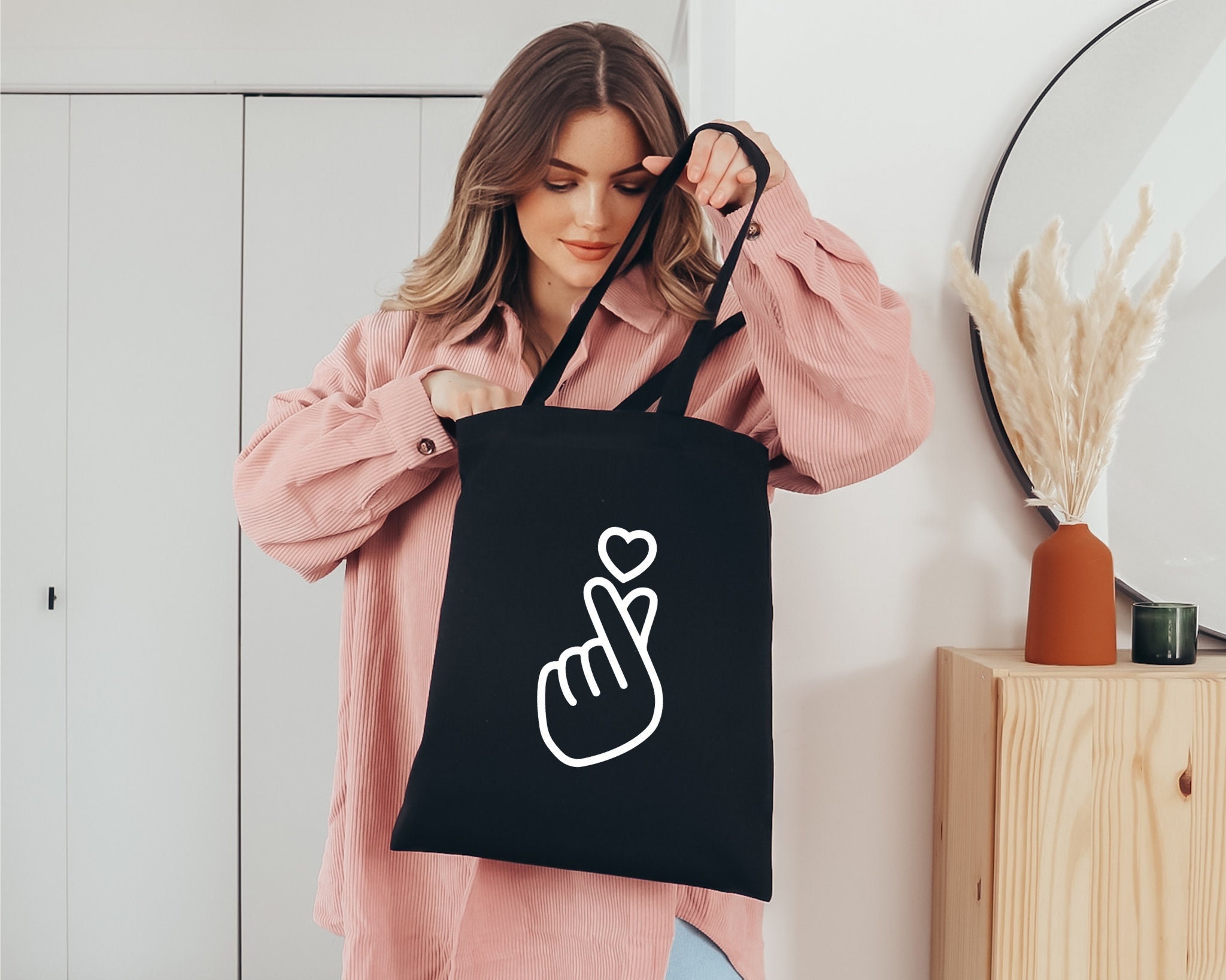 Finger Heart Tote Bag,cute Finger Heart Bag,valentine Love Bag ...