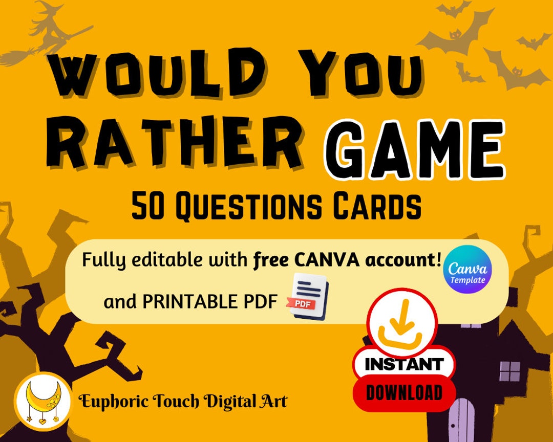 Would You Rather Game - Halloween Party Game, Halloween Game - Editable ...