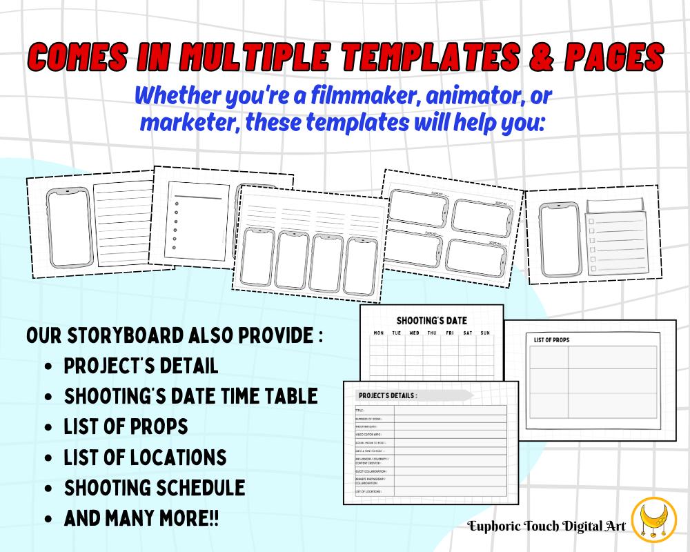 Printable Storyboard Template for Content Creator. Story Board Planner ...