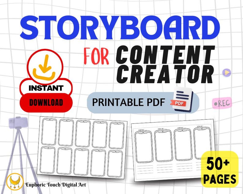 Printable Storyboard Template for Content Creator. Story Board Planner ...