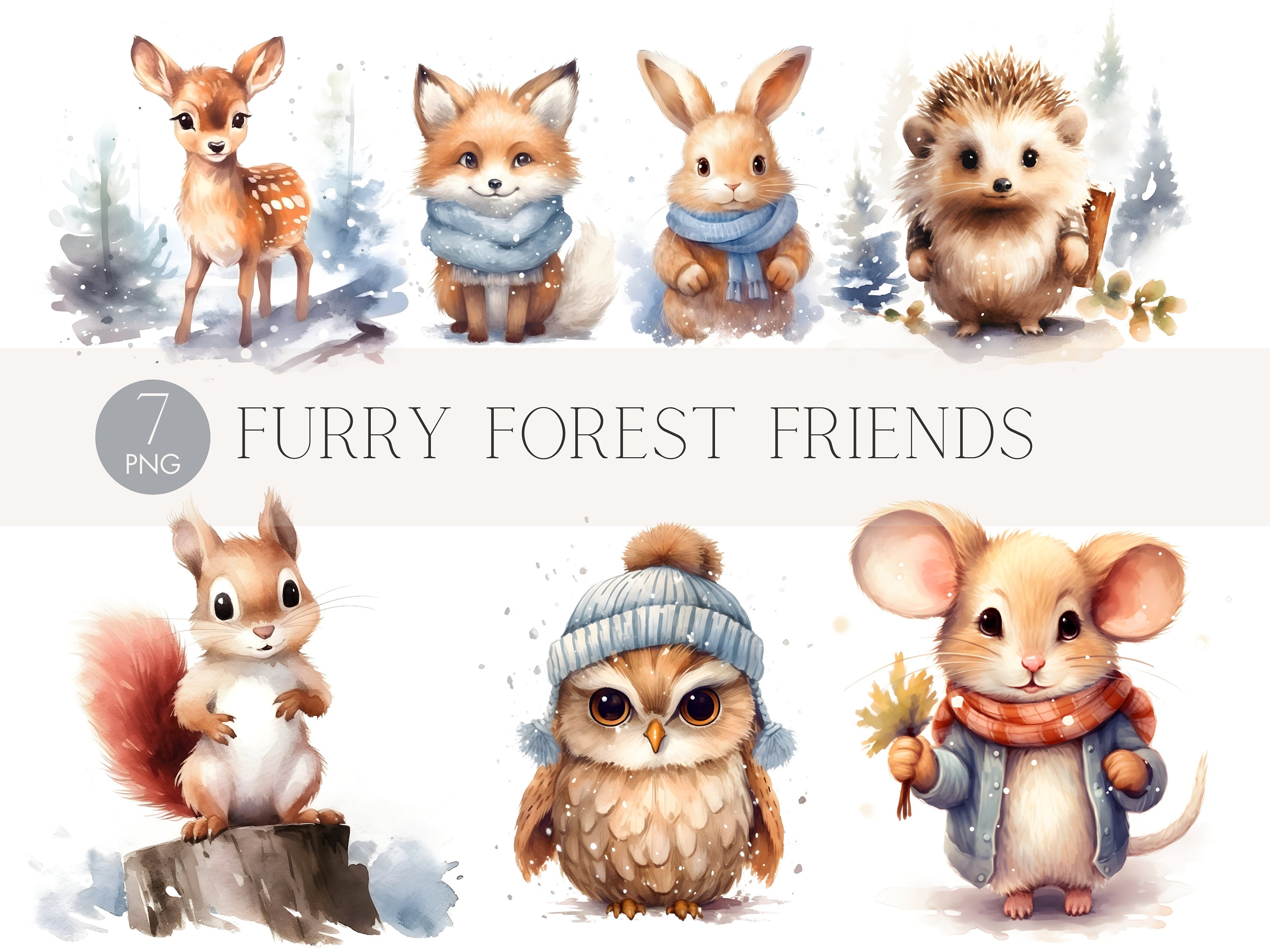 Woodland Animals Watercolor Clipart, Forest Creatures, Perfect for Baby ...
