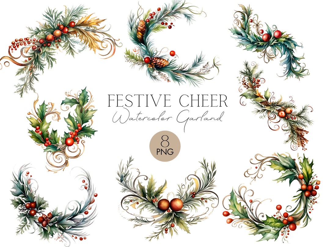 Festive Christmas Clipart for Invitations Ornament Pngs for - Etsy