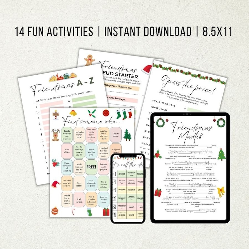 Friendsmas Game Bundle Printable, Friendsmas Games Printables ...
