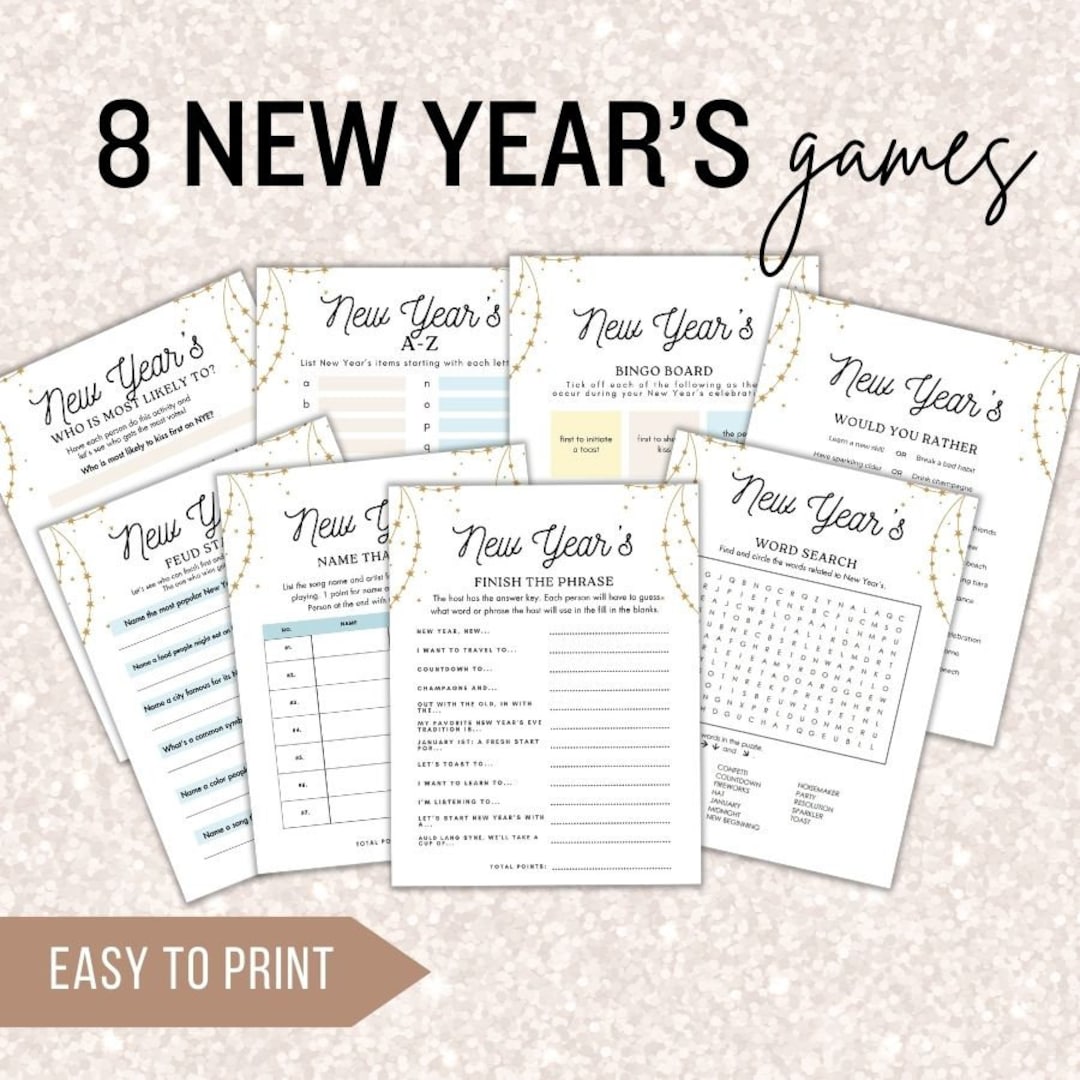 New Years Games Printable New Year's Eve Game Bundle Party Games New ...