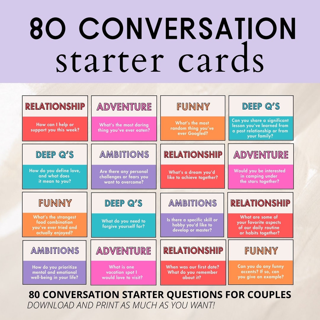 Conversation Date Cards, Conversation Starters for Couples, Couple ...