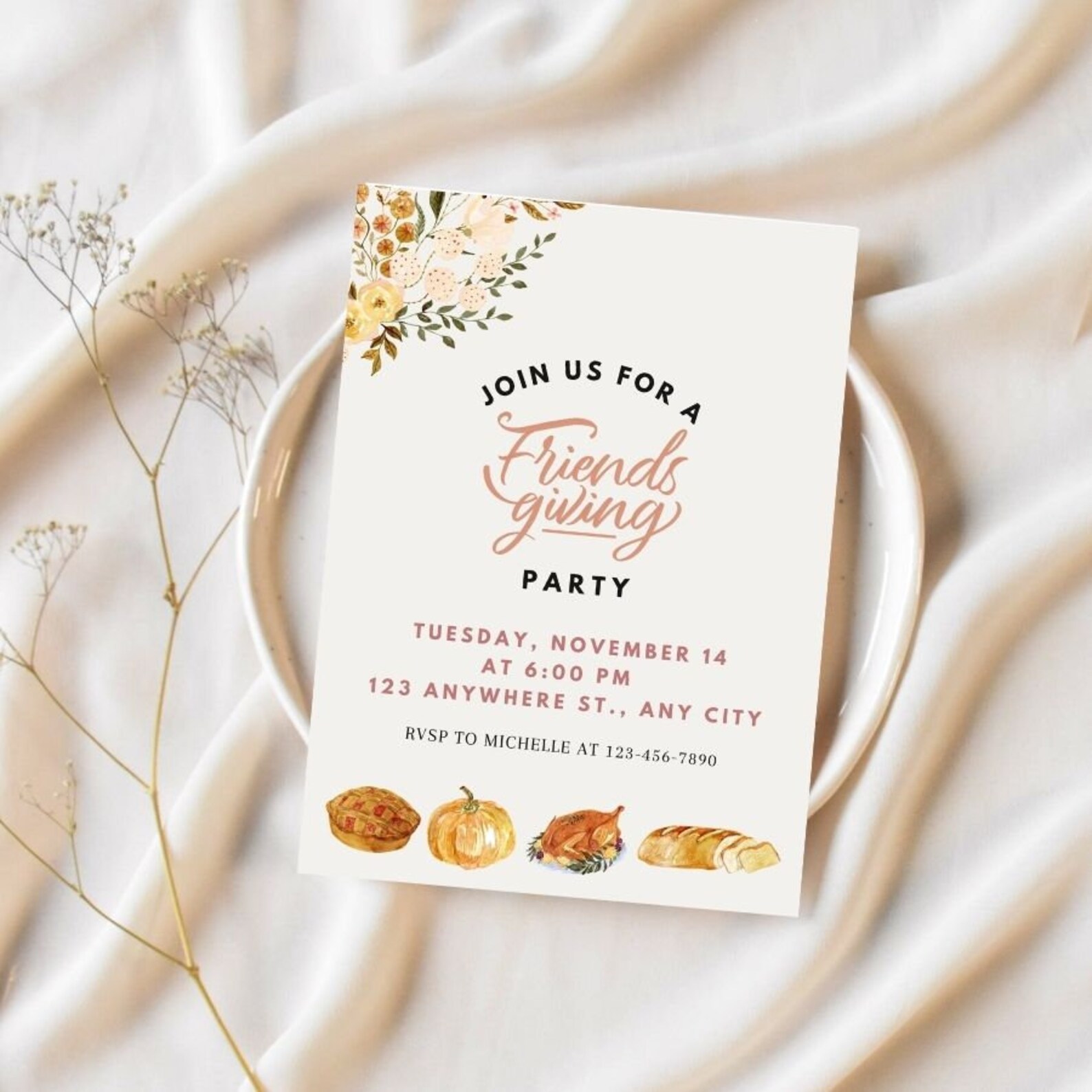 EDITABLE Friendsgiving Invite Card, Canva Template Friendsgiving ...