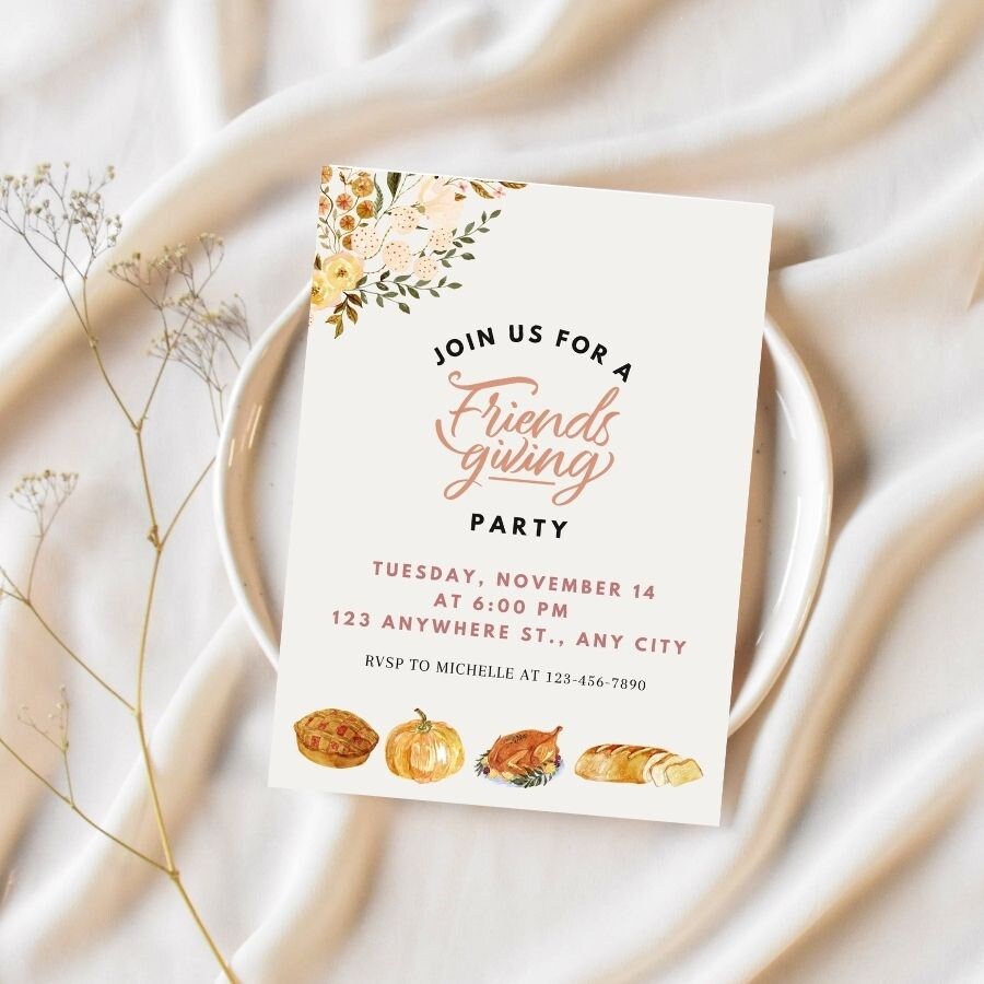 EDITABLE Friendsgiving Invitation, Canva Template Friendsgiving Potluck ...