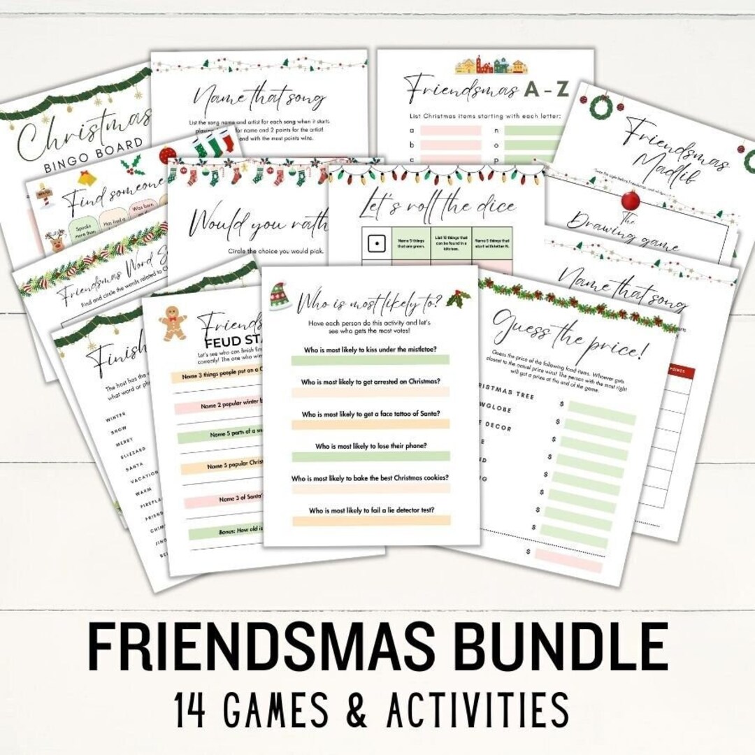 Friendsmas Game Bundle Printable, Friendsmas Games Printables ...