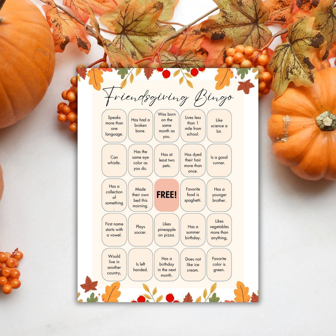 Friendsgiving Bingo Printable, Friendsgiving Games Activity ...