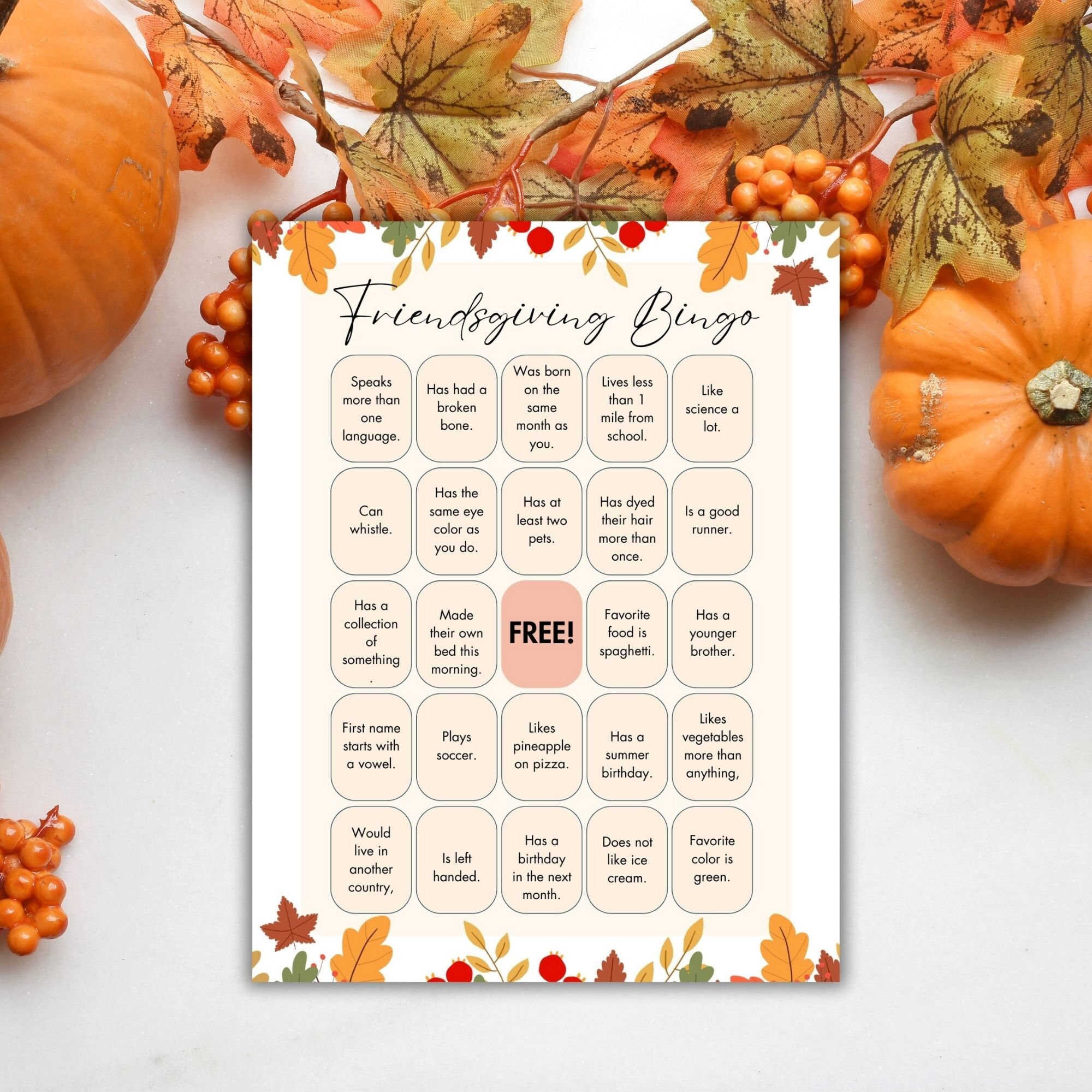 Friendsgiving Bingo Printable, Friendsgiving Games Activity ...
