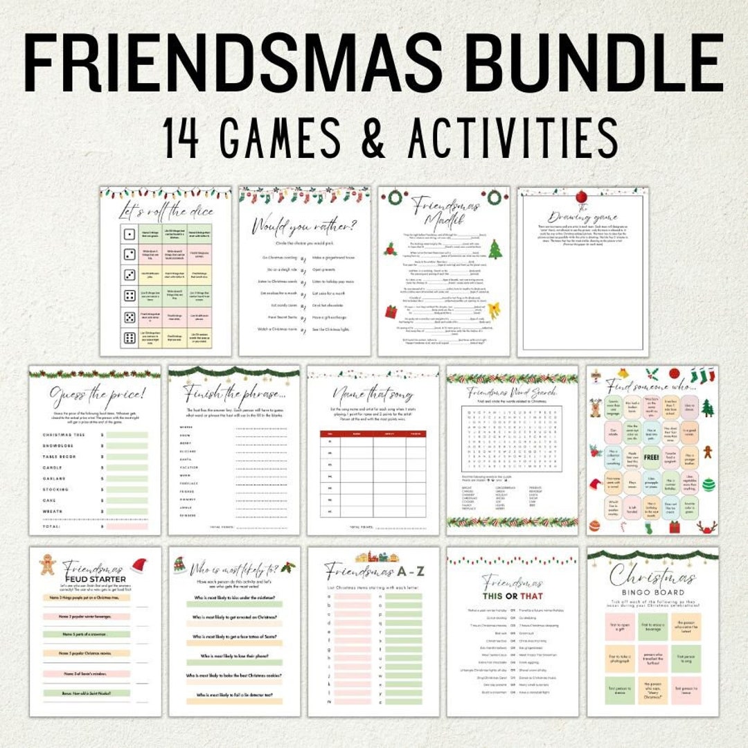 Friendsmas Game Bundle Printable, Friendsmas Games Printables ...