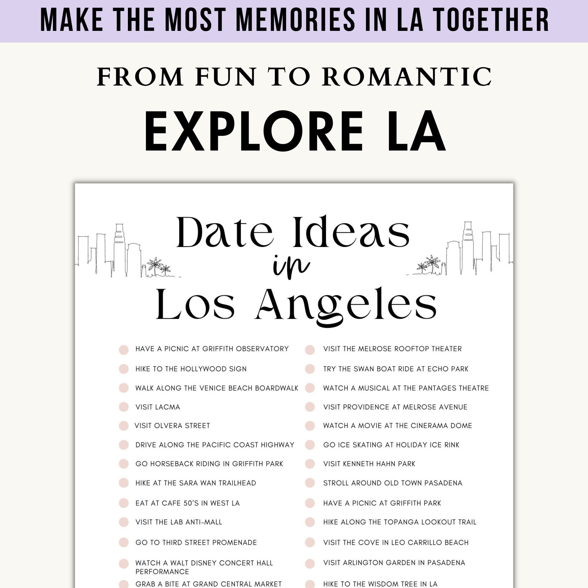 Date Ideas in Los Angeles, Date Ideas Checklist, Date Ideas Couples ...