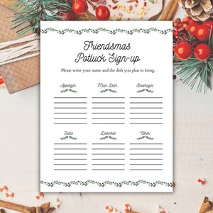 Friendsmas Potluck Sign up Sheet, Christmas Potluck Sign Up, Friendsmas ...