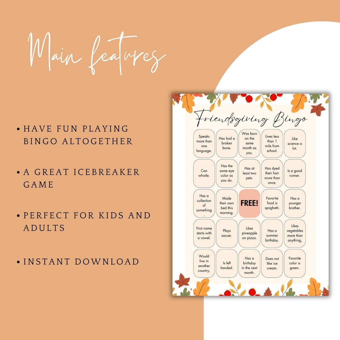 Friendsgiving Bingo Printable, Friendsgiving Games Activity ...