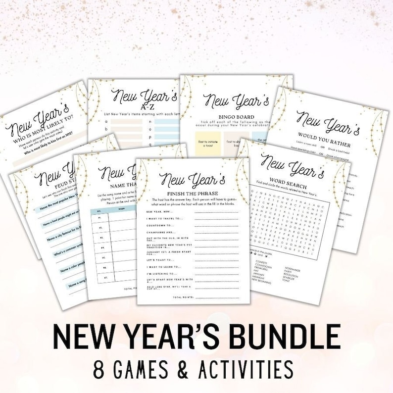 New Years Games Printable New Year's Eve Game Bundle Party Games New ...