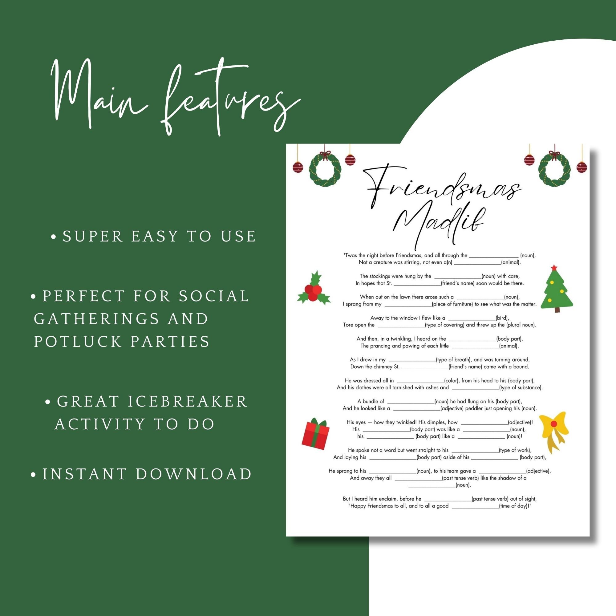 Friendsmas Madlibs Game, Friendsmas Game Printable, Friendsmas Game ...