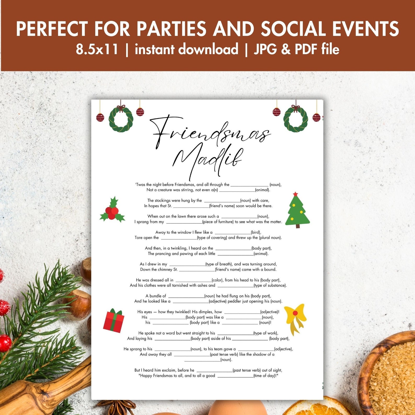 Friendsmas Madlibs Game, Friendsmas Game Printable, Friendsmas Game ...