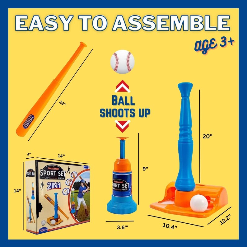 Kids T-ball Set With BALL LAUNCHER - Etsy
