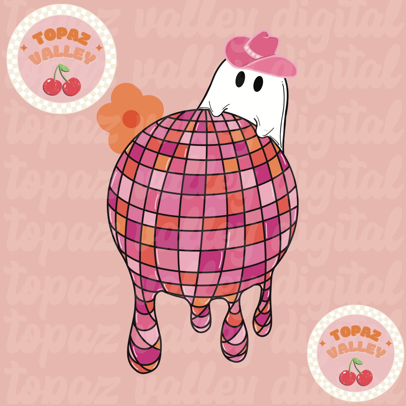 Retro Melting Disco Ball Ghost Png - Cowgirl Ghost Png, Halloween Disco ...