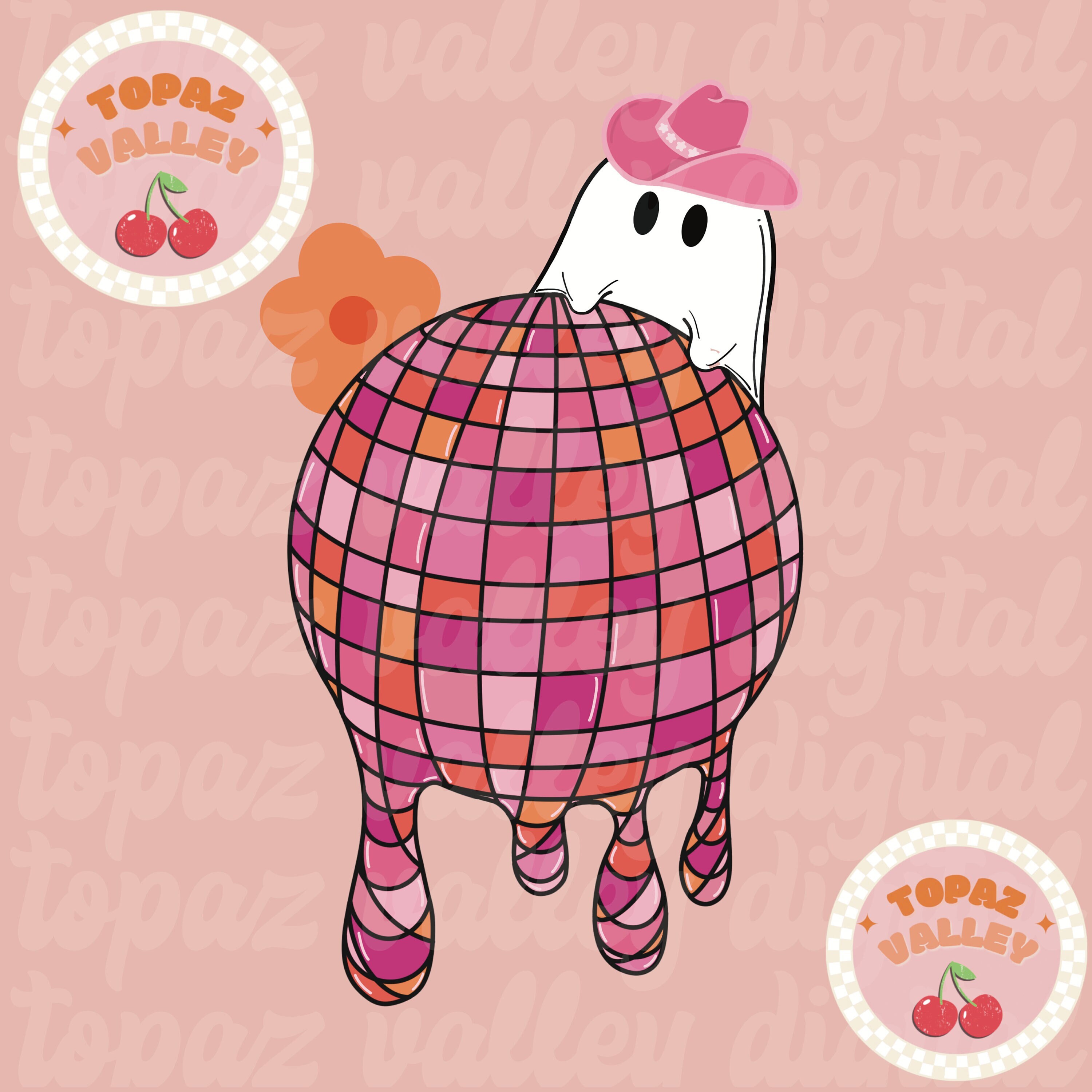 Retro Melting Disco Ball Ghost Png - Cowgirl Ghost Png, Halloween Disco ...
