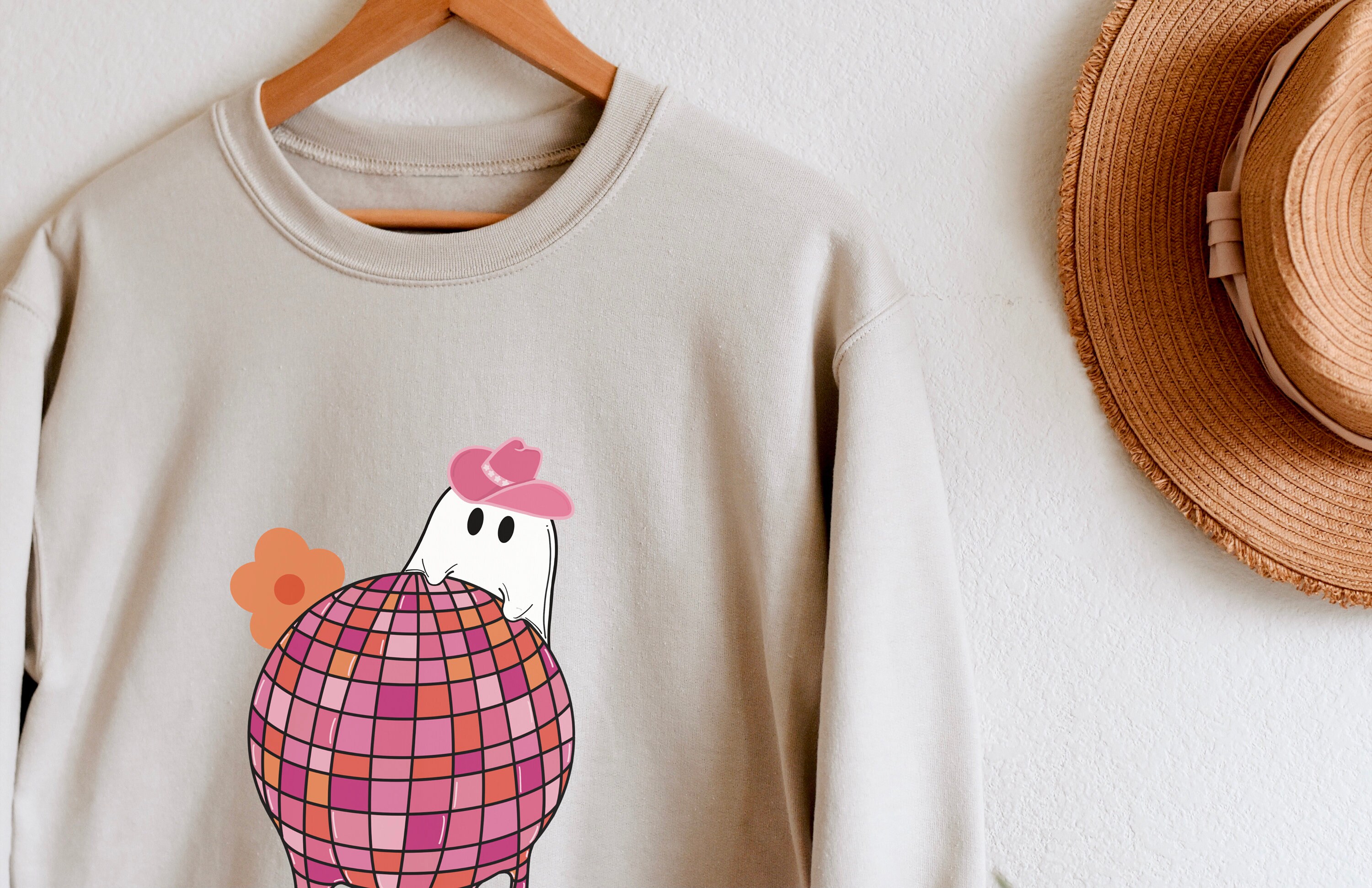 Retro Melting Disco Ball Ghost Png - Cowgirl Ghost Png, Halloween Disco ...