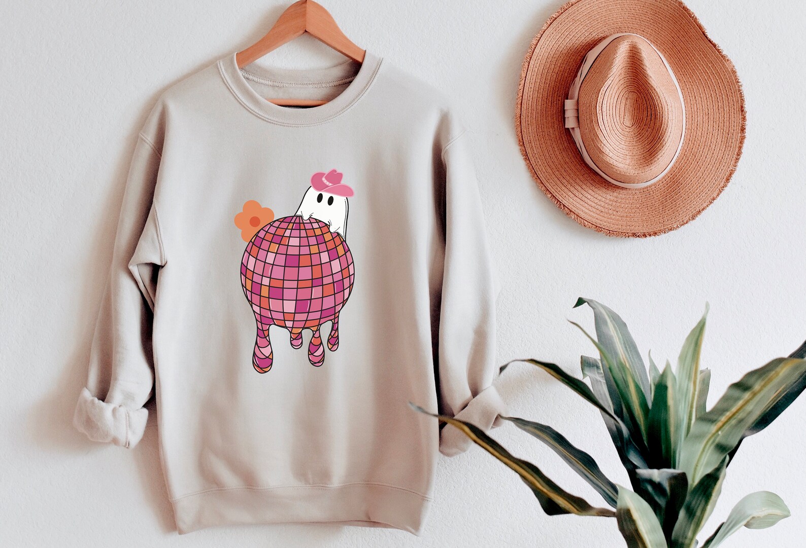 Retro Melting Disco Ball Ghost Png - Cowgirl Ghost Png, Halloween Disco ...