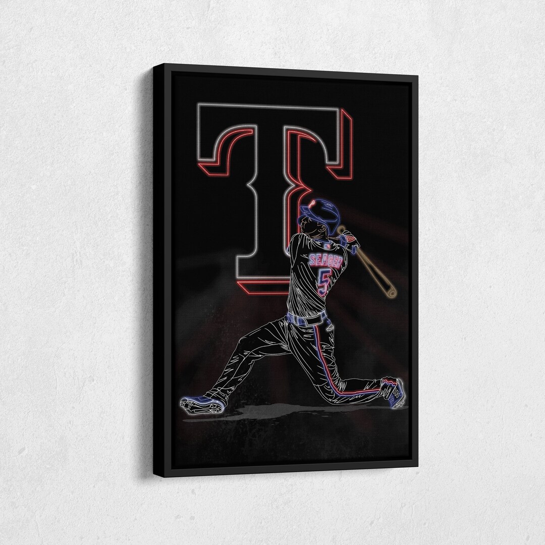 Corey Seager Poster Neon Effect Texas Rangers MLB Canvas Wall Art Print ...