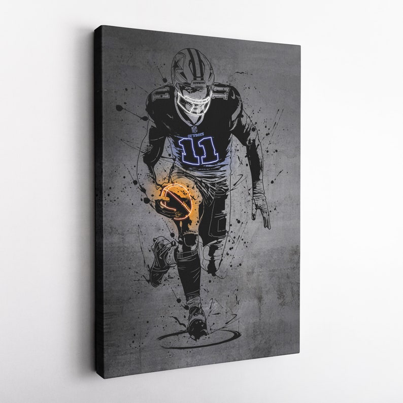Micah Parsons Poster Neon Dallas Cowboys NFL Canvas Wall Art - Etsy