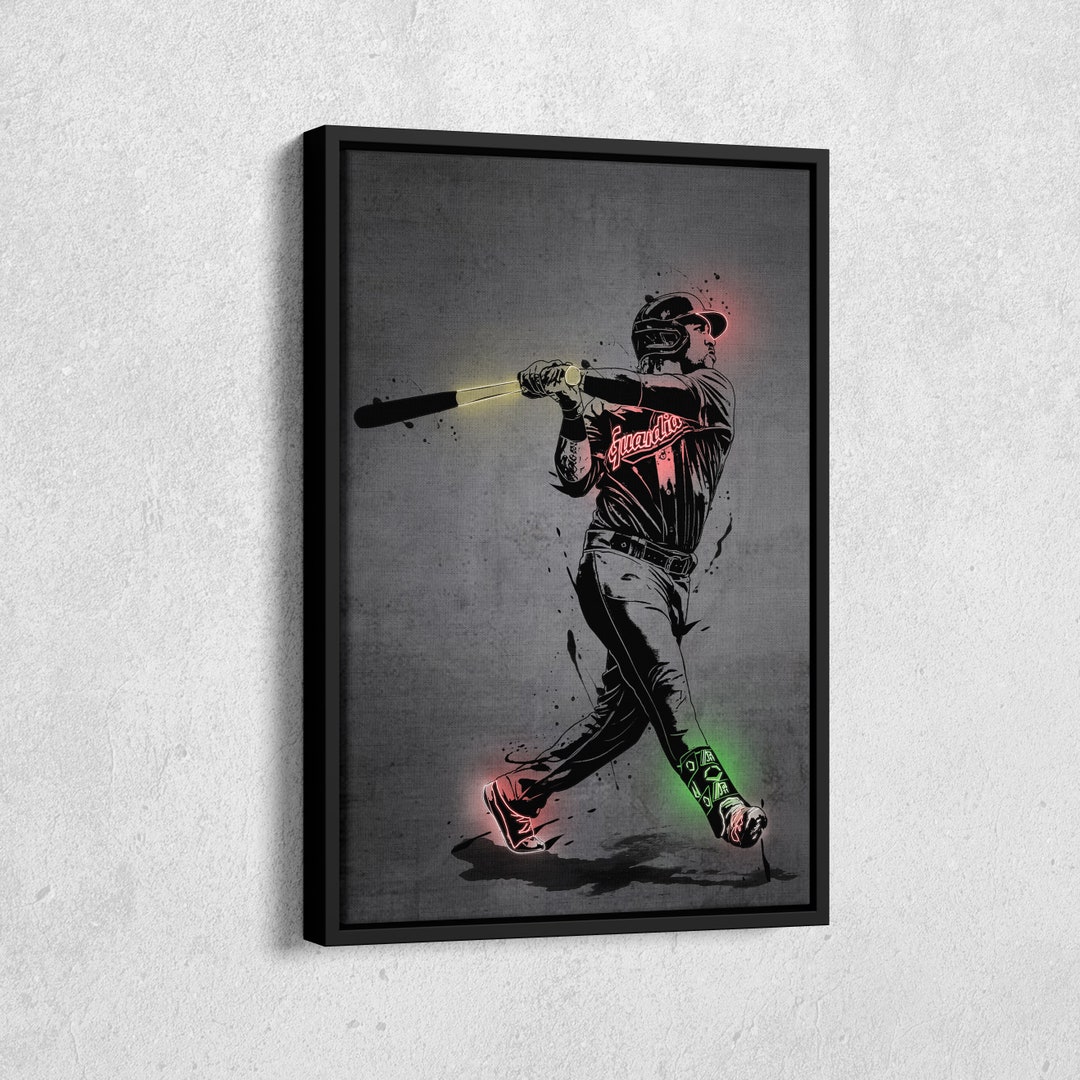 José Ramírez Poster Neon Cleveland Guardians MLB Canvas Wall - Etsy