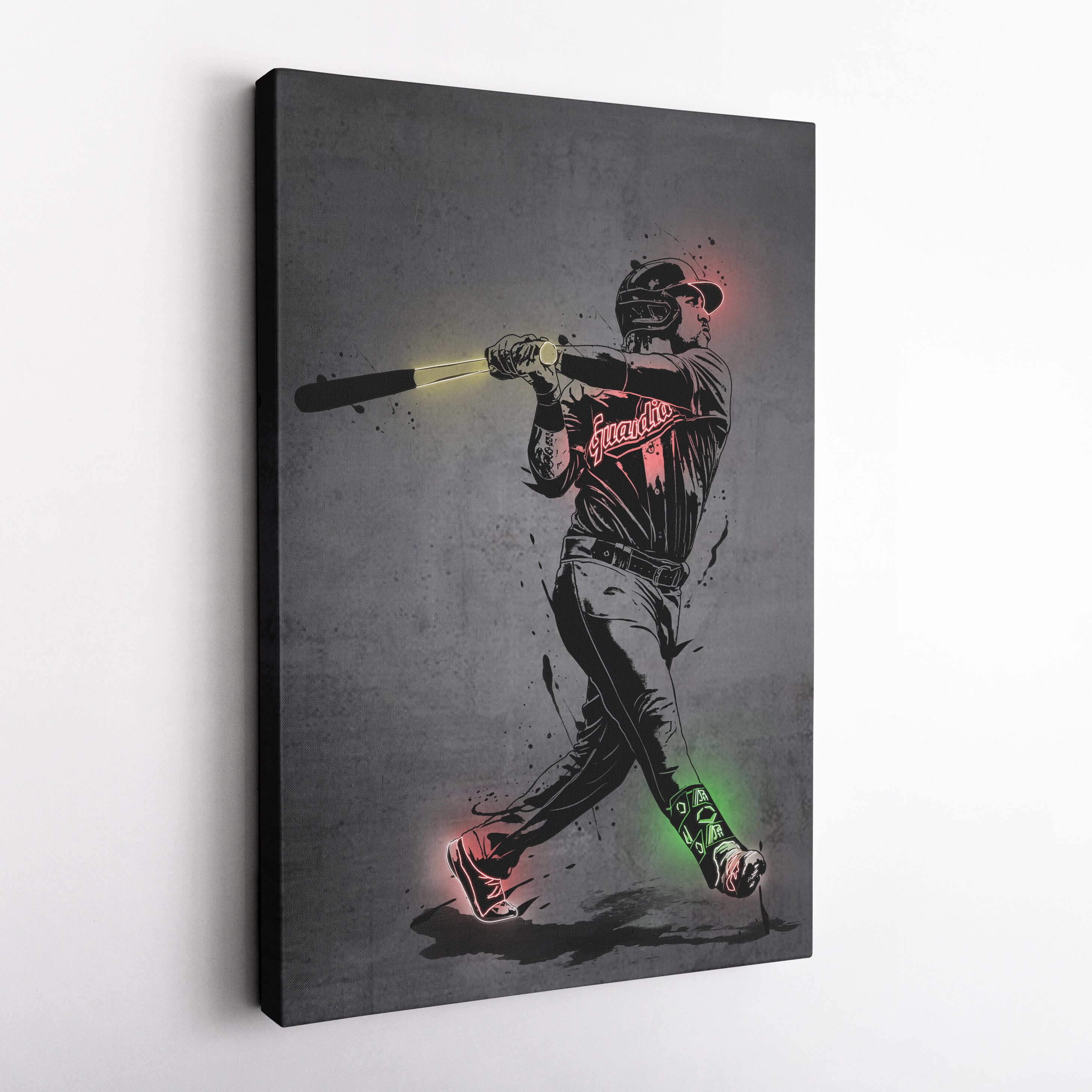 José Ramírez Poster Neon Cleveland Guardians MLB Canvas Wall - Etsy