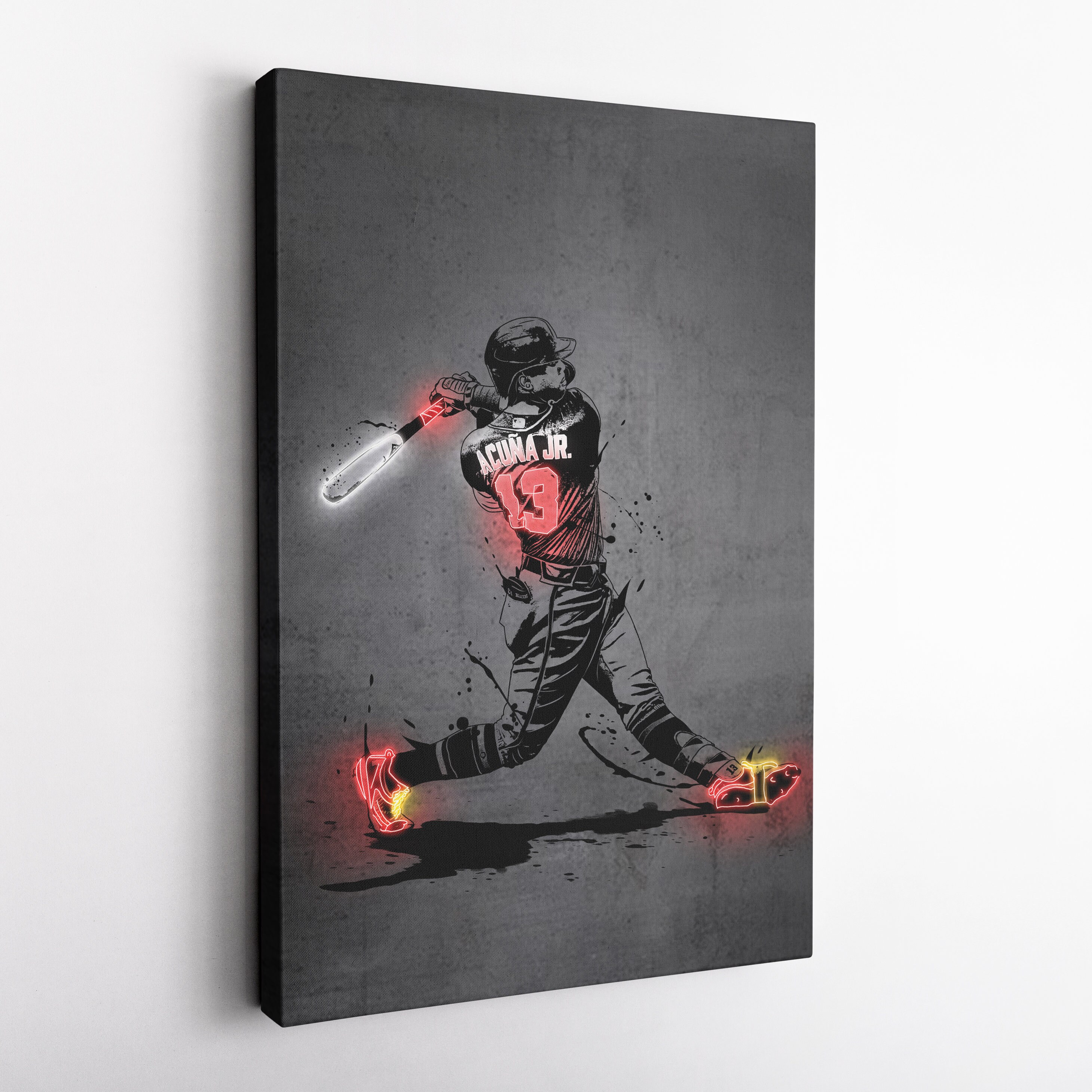Ronald Acuña Jr Poster Neon Atlanta Braves MLB Canvas Wall Art Home ...