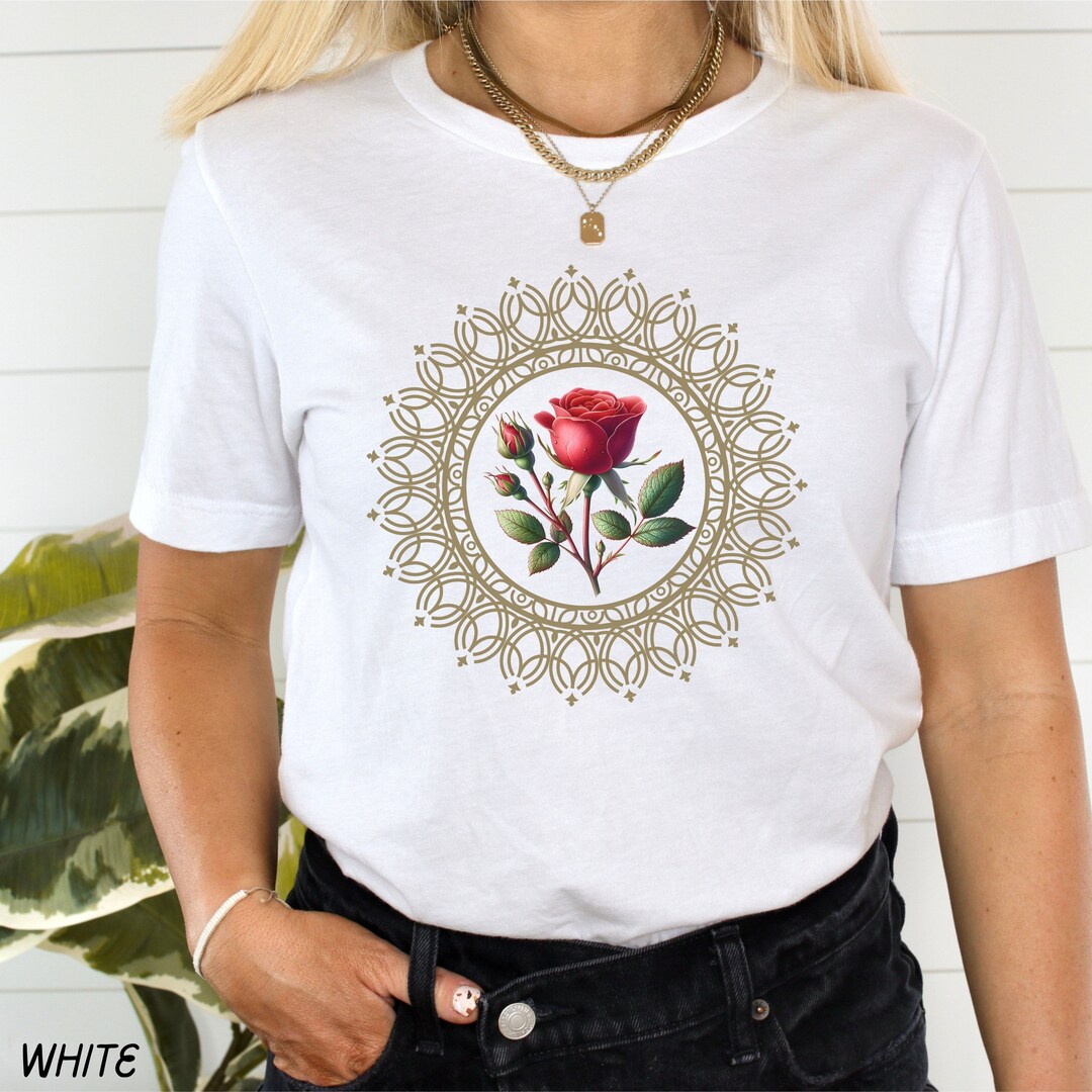 Red Roses T Shirt Floral Rose Shirt Decorative Rose Tee For Mom