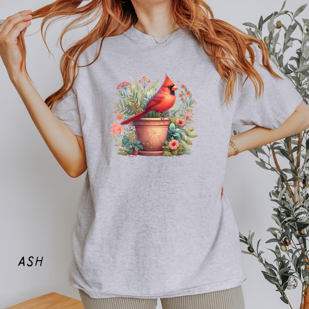Artful Cardinal Shirt, Red Cardinal Shirt, Red Cardinal Gift, Red ...
