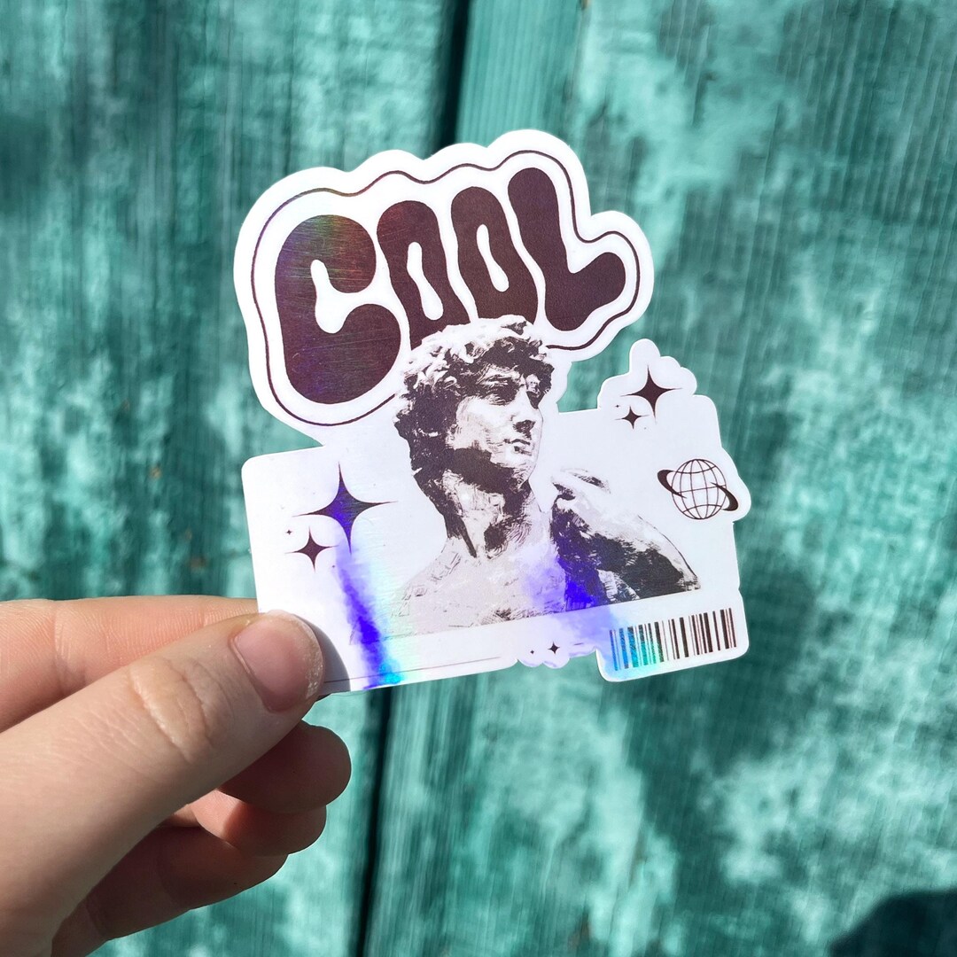 Cool Michelangelo Sticker, Glitch Vaporwave, Retro Y2K 2000s, Art Lover ...