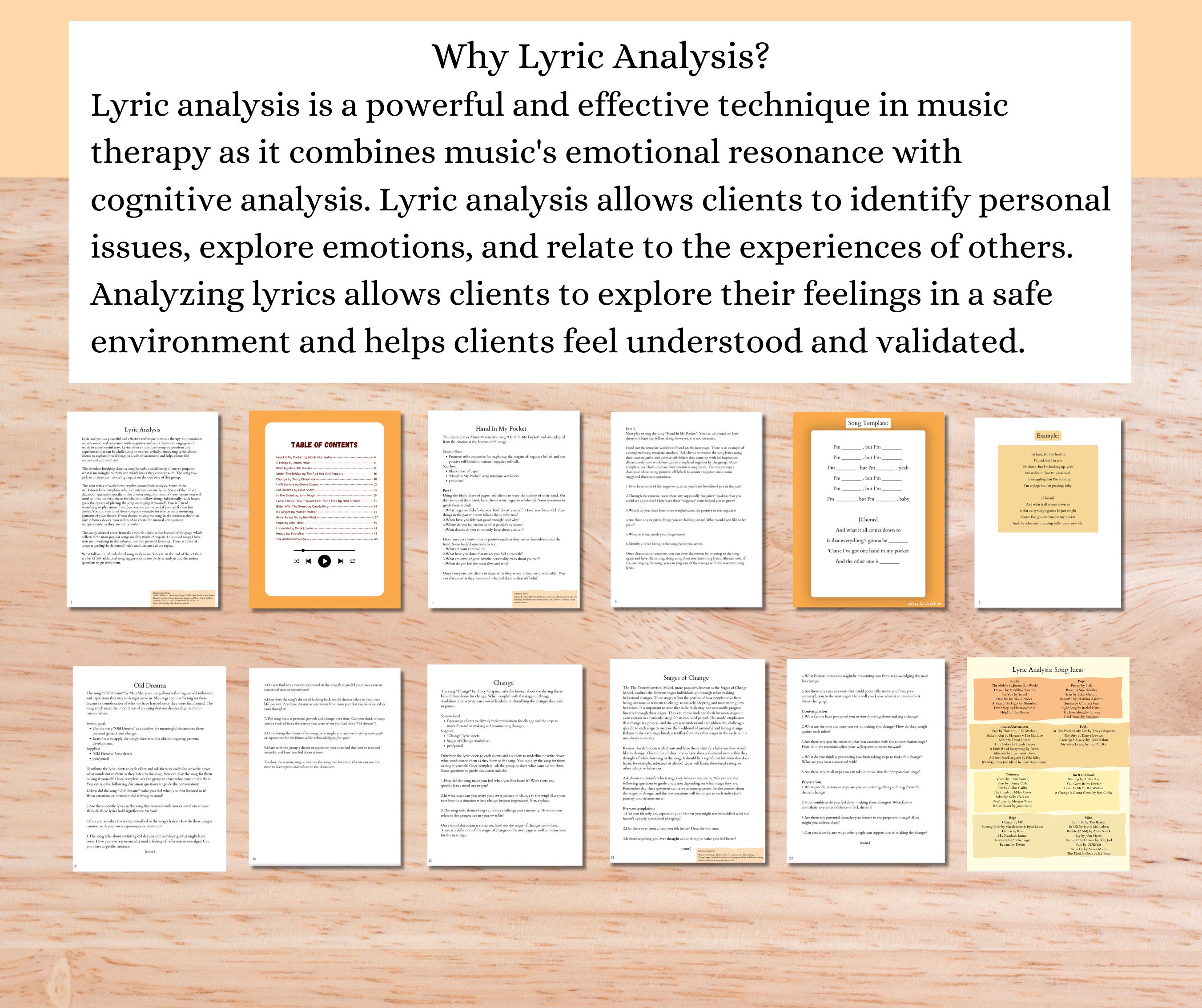 Music Therapy & Lyric Analysis Bundle: Worksheets and Session Plans - Etsy