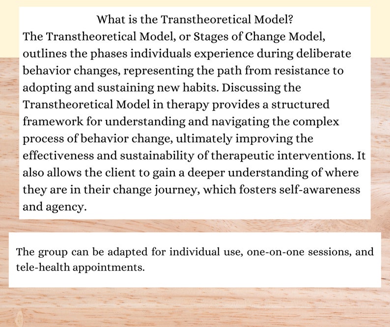 Stages of Change Transtheoretical Model Worksheet and Group Session ...