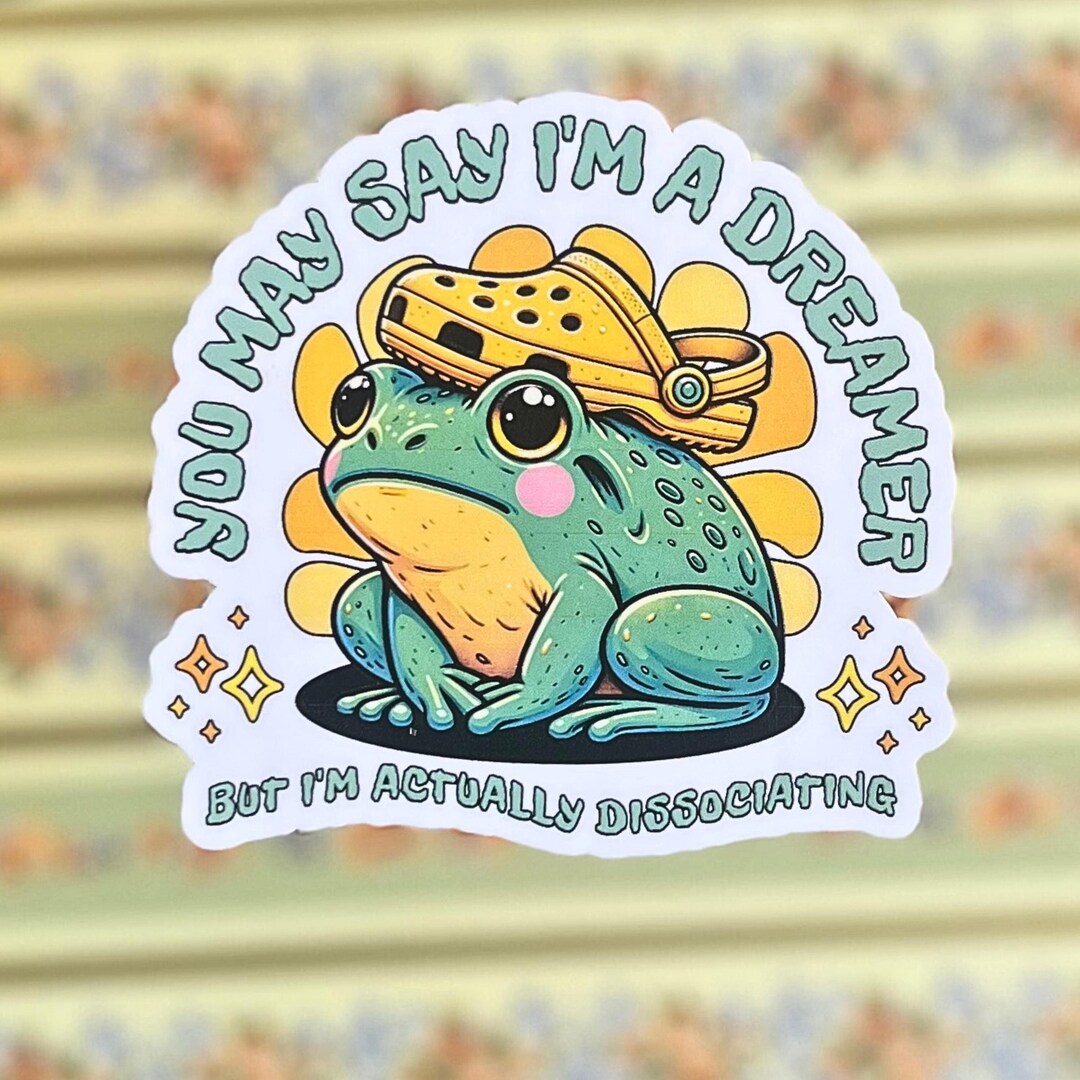 Dissociating Frog Sticker, Meme Stickers, Weird Gift Idea, Anxiety ...