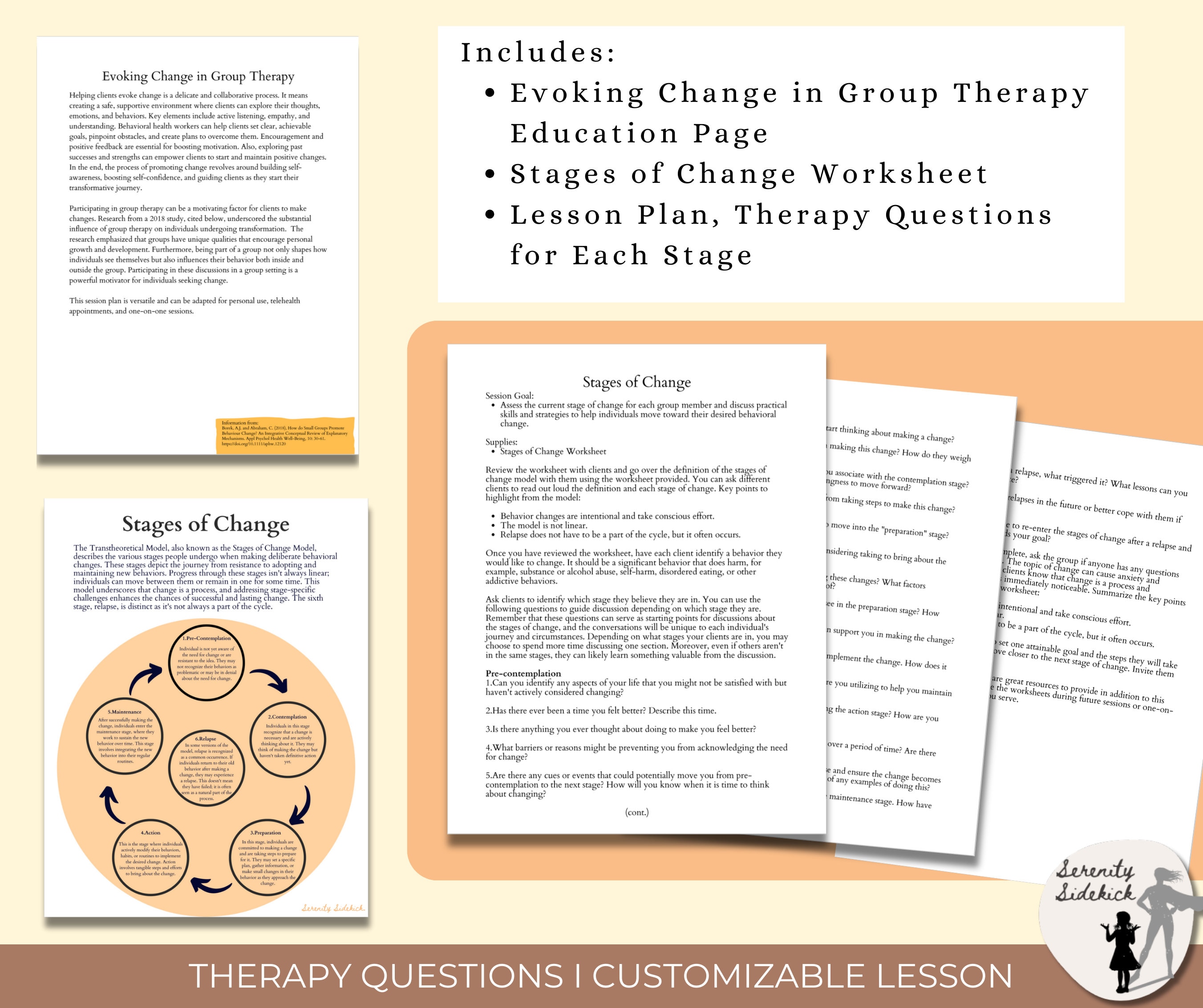 Stages of Change Transtheoretical Model Worksheet and Group Session ...
