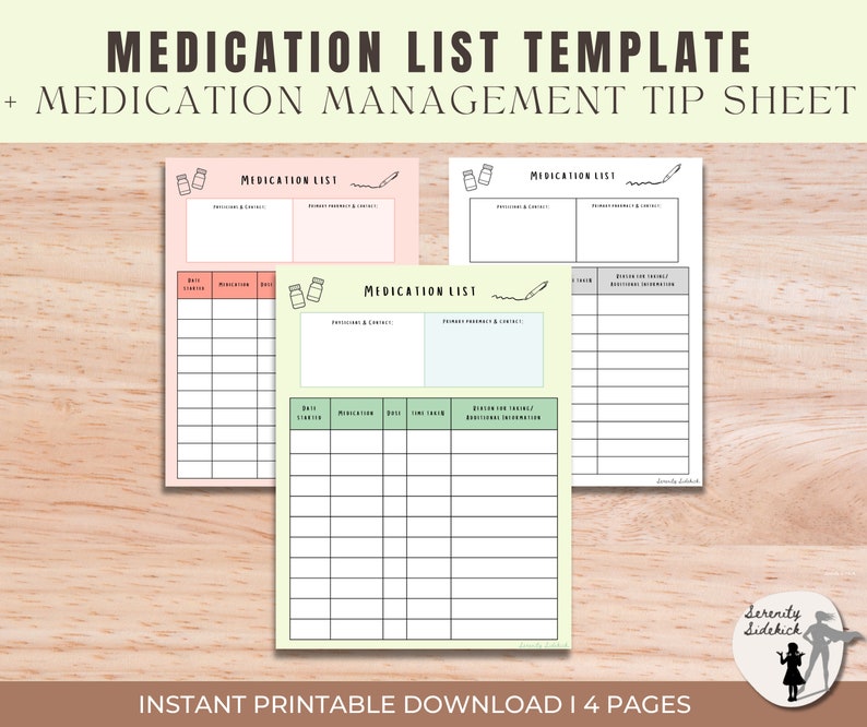 Medication Log Template and Medication Management Tip Sheet Medication ...