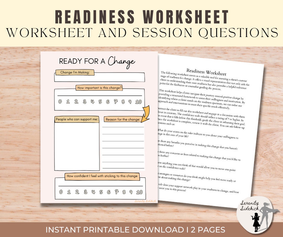 Readiness Worksheet and Session Template; Therapy Worksheet - Etsy