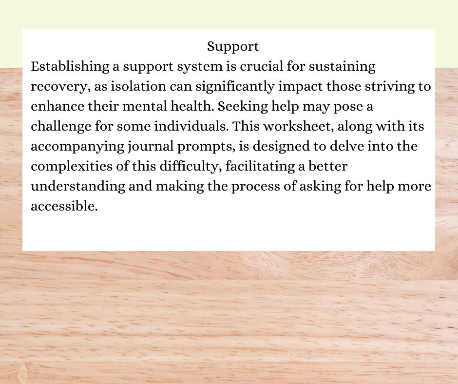Developing a Support System and Asking for Help Worksheet and Journal ...