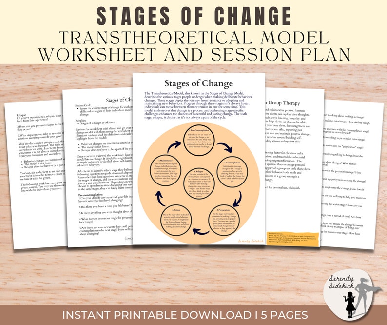 Stages of Change Transtheoretical Model Worksheet and Group Session ...