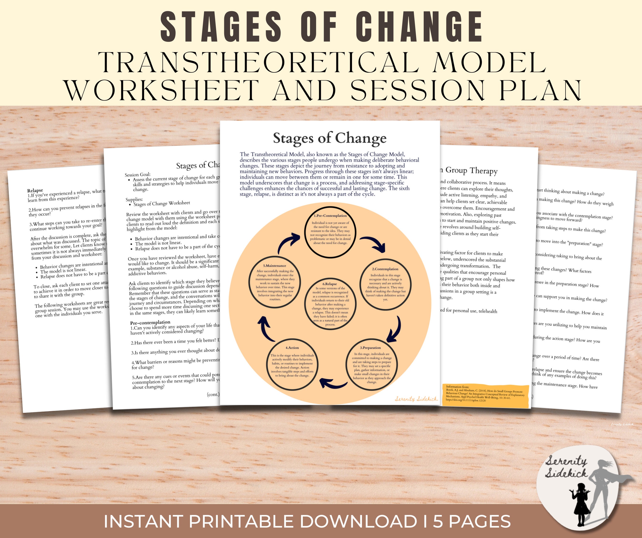 Stages of Change Transtheoretical Model Worksheet and Group Session ...