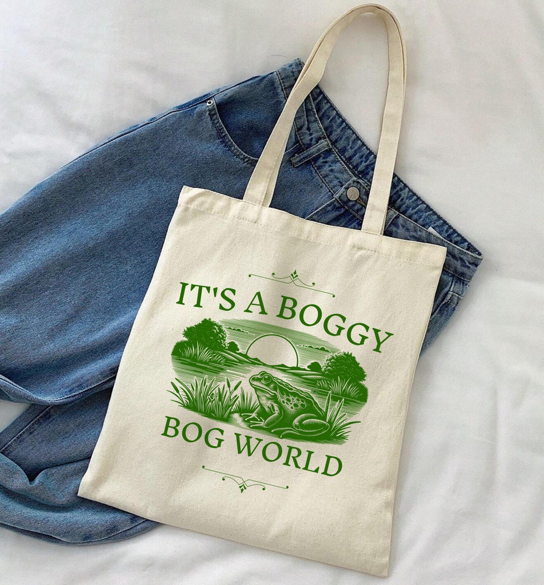It's A Boggy Bog World Tote Bag, Funny Frog Gift, Vintage Toad, Cute ...
