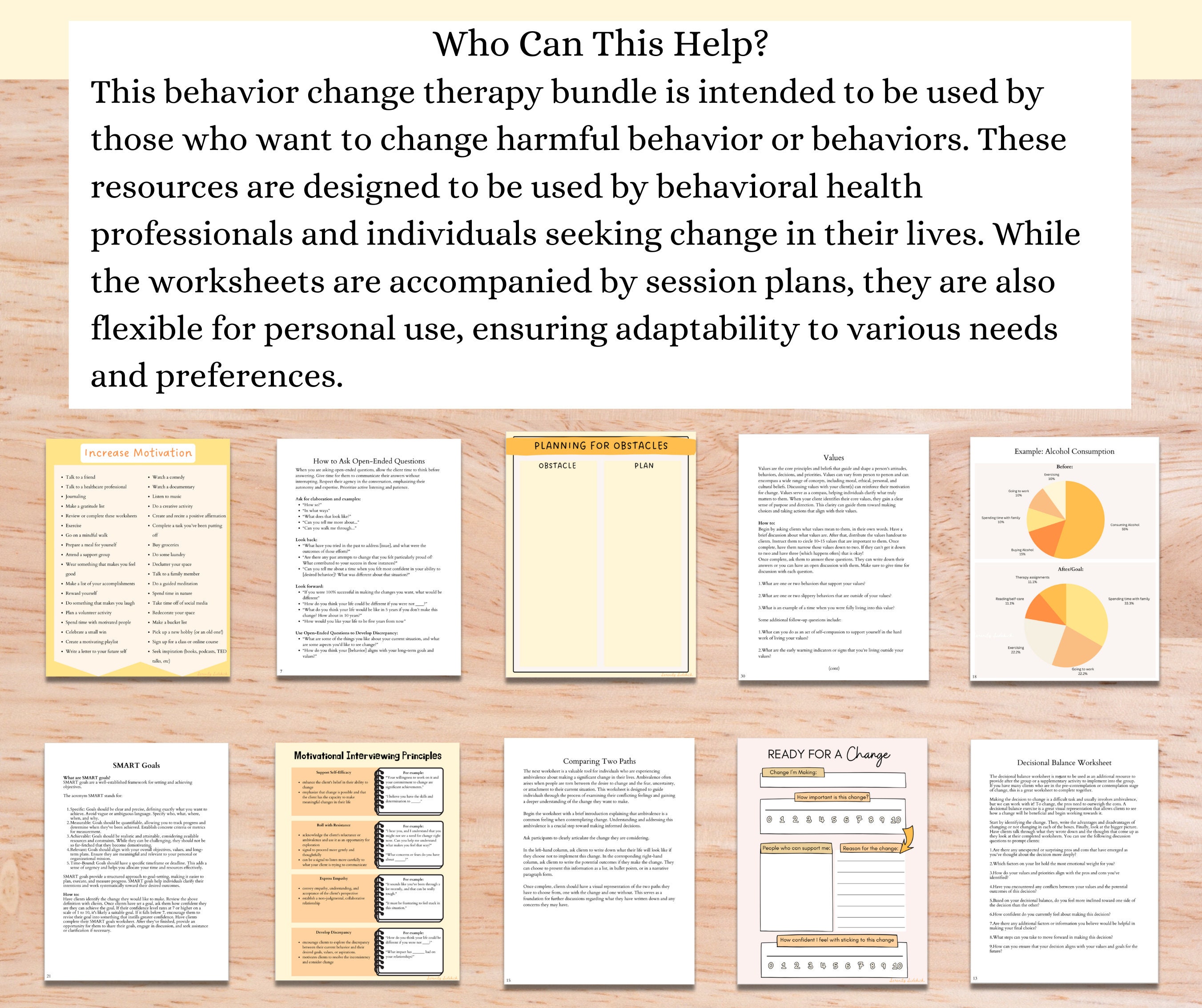 Behavior Change Therapy Worksheets Questions and Session - Etsy
