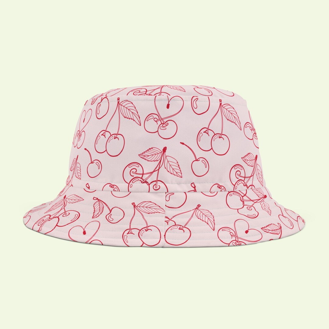 Cherry Heart Bucket Hat, Cutecore Cherries, Y2K Coquette Fashion, Girly ...